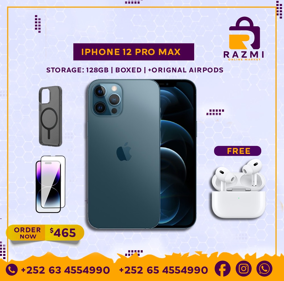 Iphone 12 Pro Max 128 GB + Original Airpods - Goobta - Somalia's No.1 ...